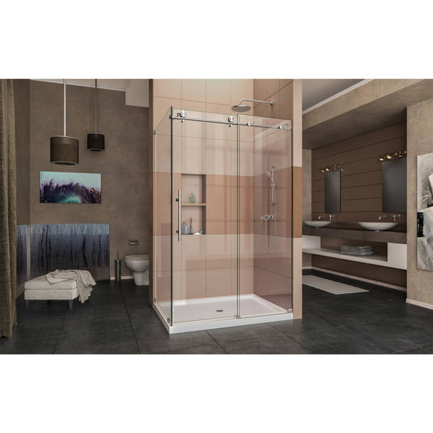 DreamLine Enigma-X 48.375" x 76" Frameless Single Sliding Shower Enclosure with Clear Max ...
